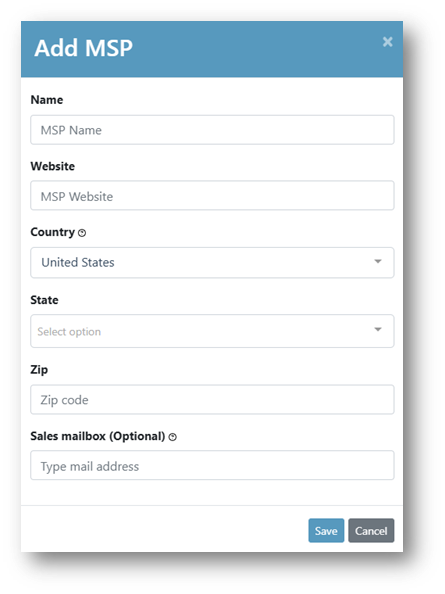 MSP Portal - Mandatory Input when Creating New MSPs